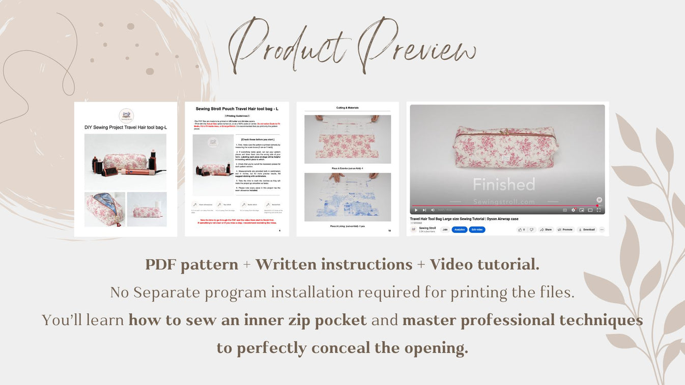 Dyson Hair Tool Bag Sewing Pattern+video tutorial+written instructions ...